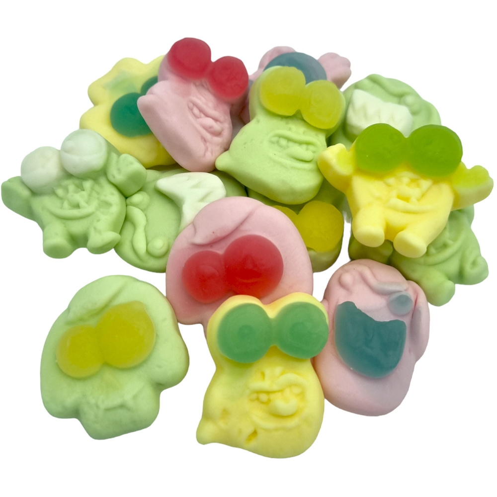 Monsters: Foamy gummy monster shaped sweets, perfect for trick or treating
